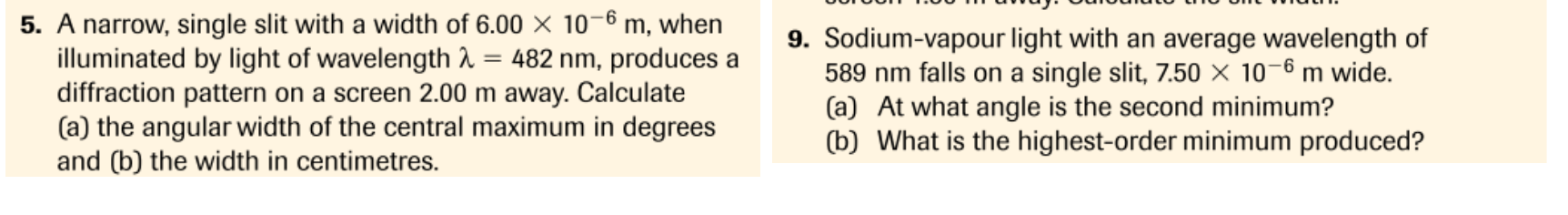 Solved A narrow, single slit with a width of 6.00×10-6m, | Chegg.com