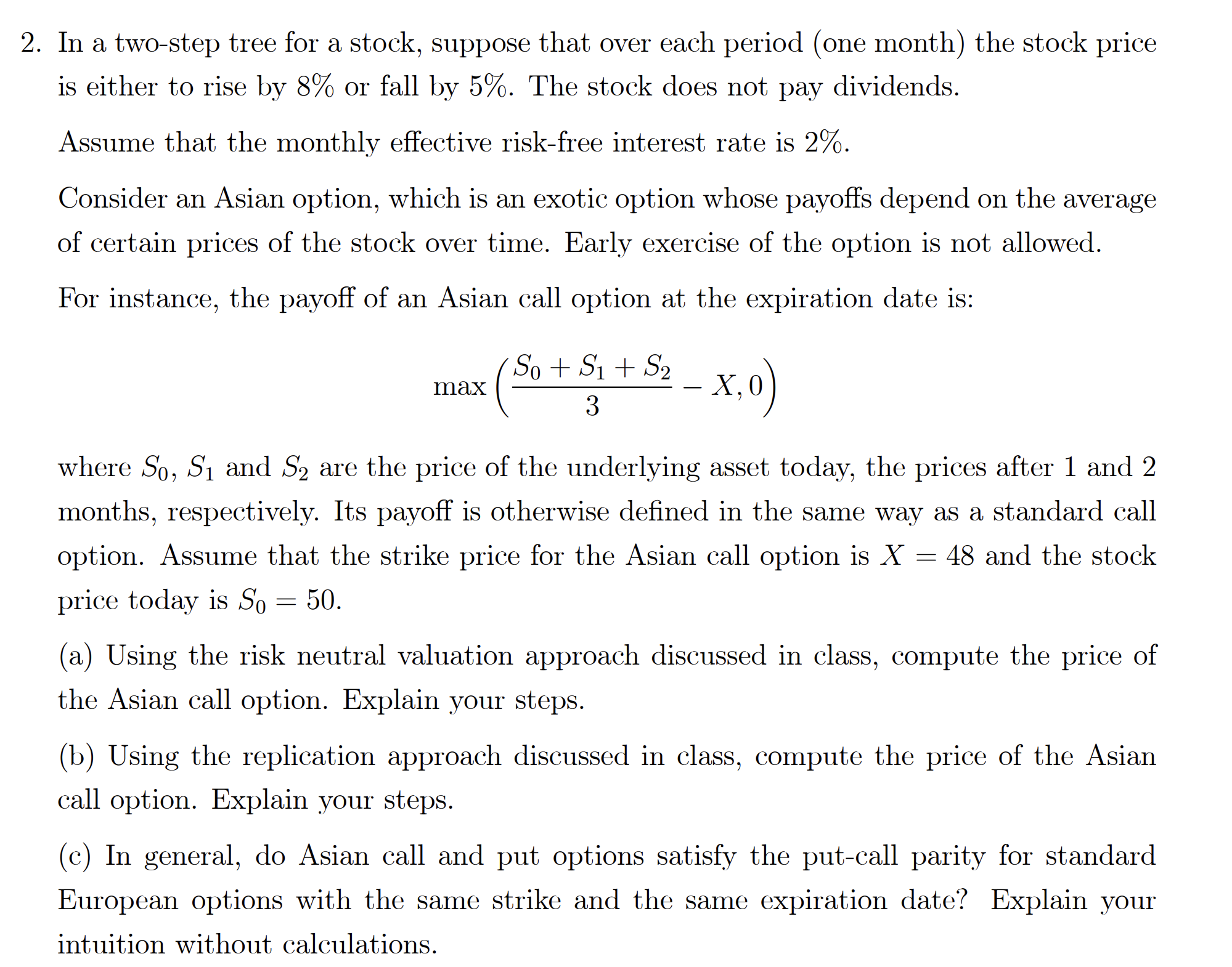 Solved In a two-step tree for a stock, suppose that over | Chegg.com