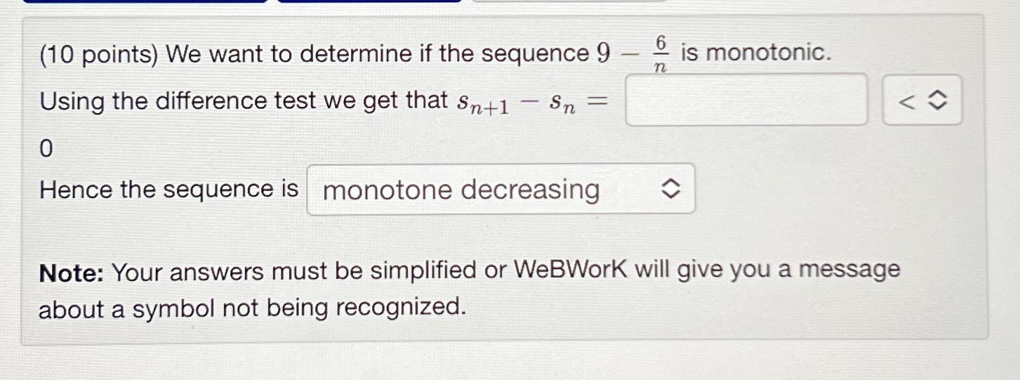 Solved (10 ﻿points) ﻿We want to determine if the sequence | Chegg.com