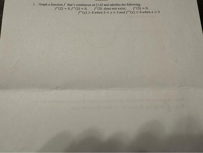 Solved 1. Graph a function f that's continuous on [1,6] and | Chegg.com