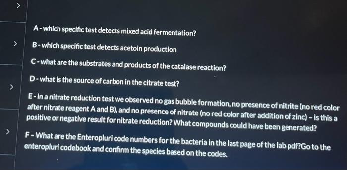 Solved A- which specific test detects mixed acid | Chegg.com