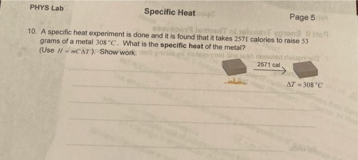 Solved PHYS Lab Specific Heat Page 5 IsoT novoron 69 10. A | Chegg.com