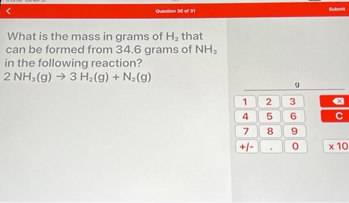 Solved What is the mass in grams of H2 that can be formed | Chegg.com