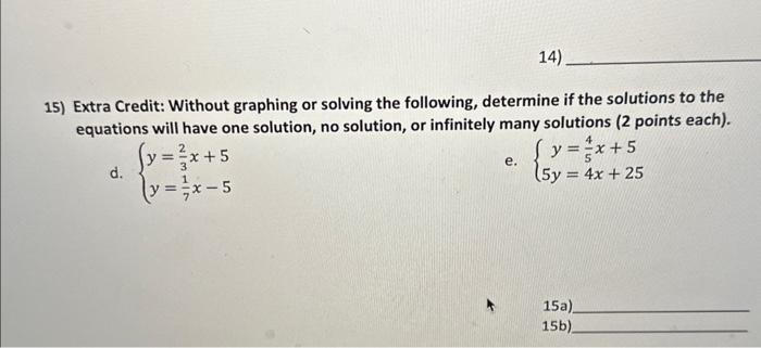 Solved 15) Extra Credit: Without graphing or solving the | Chegg.com
