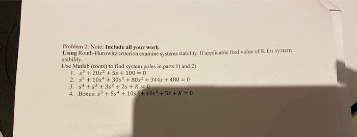 Solved solve all 4 parts and for part 1 and 2 use matlab | Chegg.com