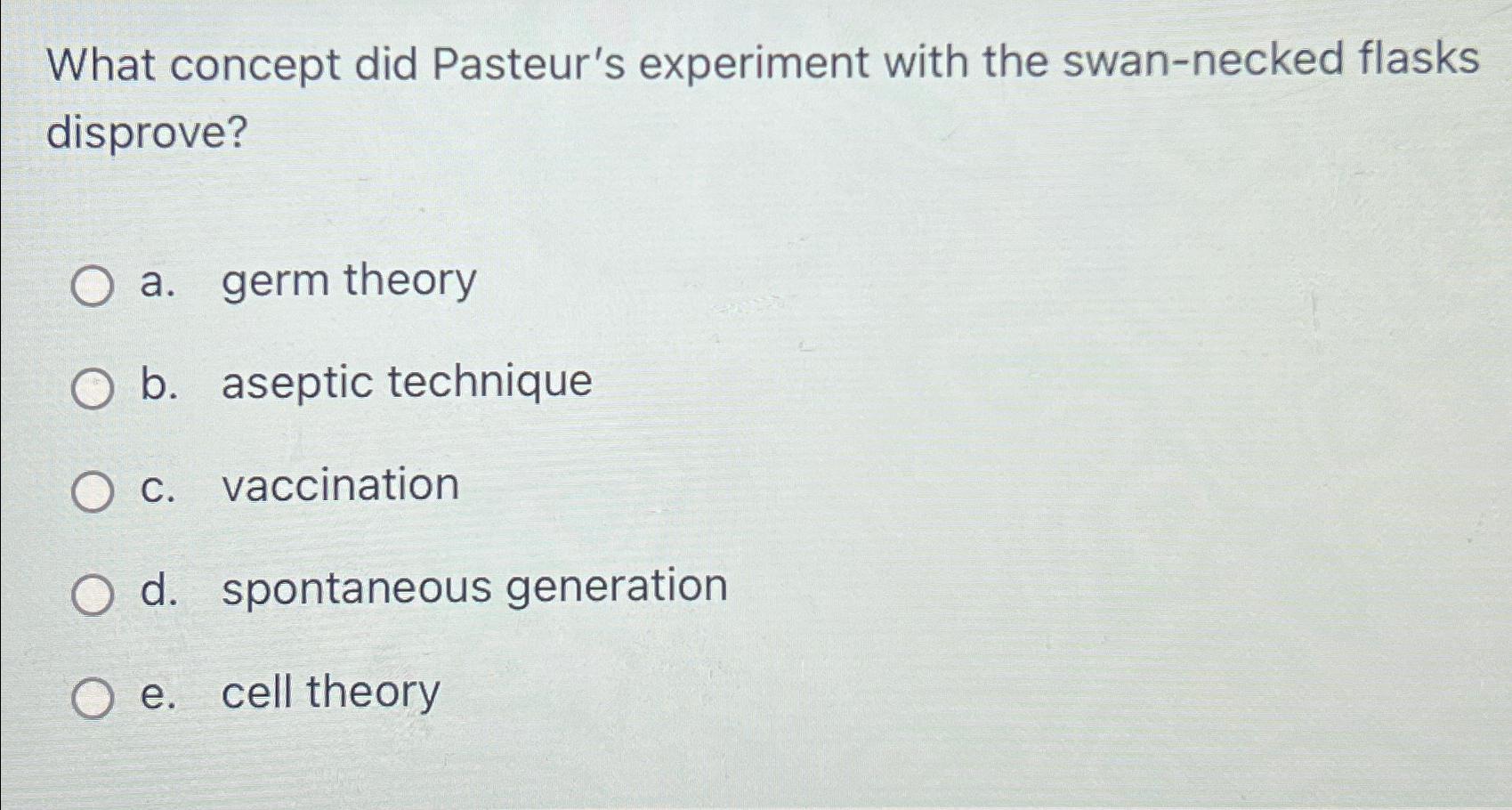 Solved What concept did Pasteur's experiment with the | Chegg.com