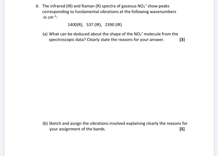 Solved 6. The infrared (IR) and Raman (R) spectra of gaseous | Chegg.com