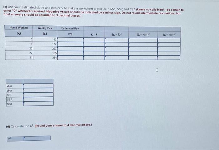 Solved (c) Use your estimated slope and intercept to make a | Chegg.com