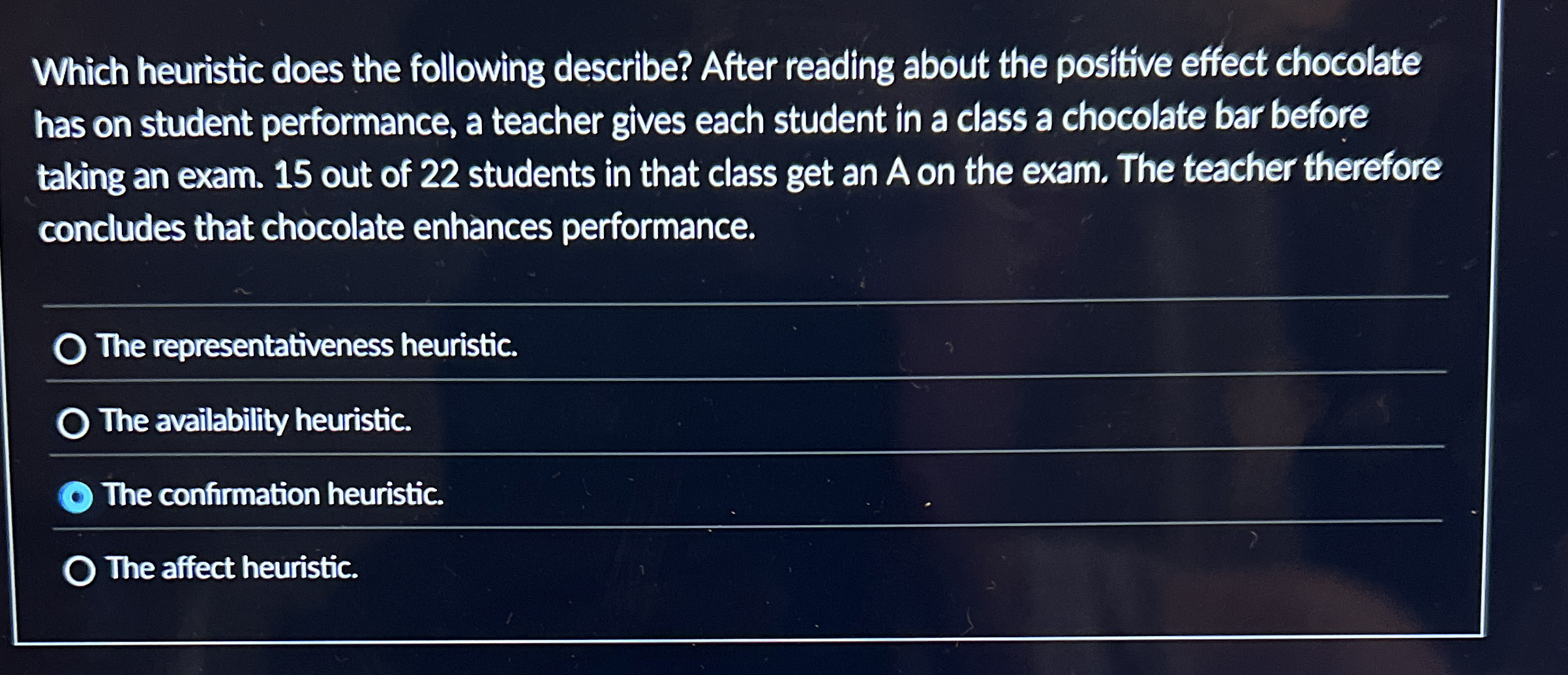 Solved Which heuristic does the following describe? After | Chegg.com