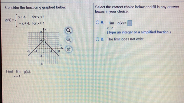 Solved Consider the function g graphed below. Select the | Chegg.com