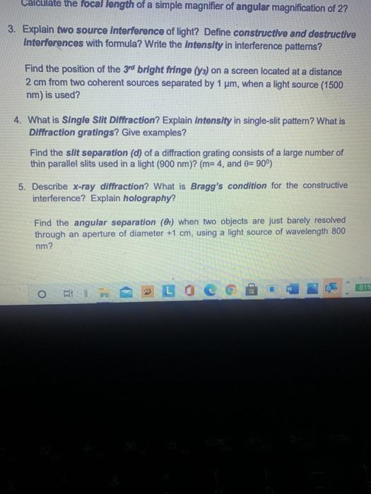 Solved Calculate the focal length of a simple magnifier of | Chegg.com