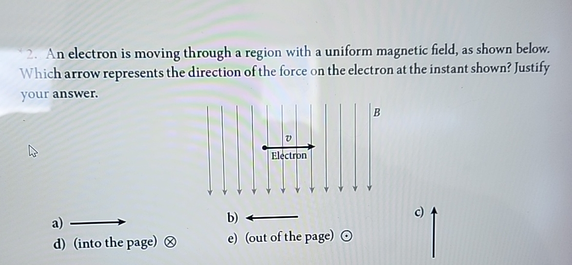 Solved An electron is moving through a region with a uniform | Chegg.com
