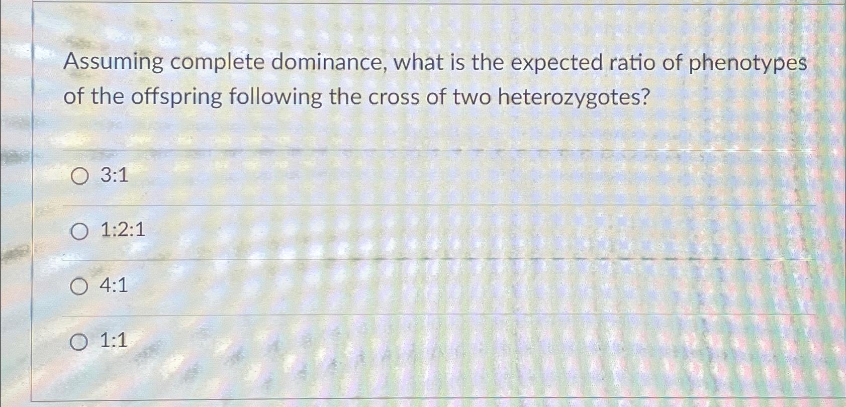 Solved Assuming complete dominance, what is the expected | Chegg.com