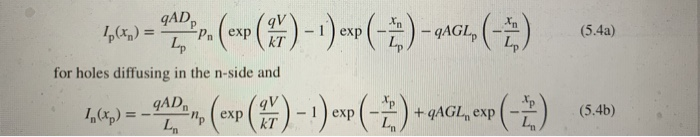 Solved 5.5 Using the expressions for diffusion current, | Chegg.com