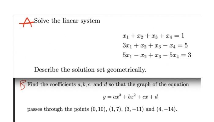 Solved linear algebra: please solve BOTH parts and show all | Chegg.com