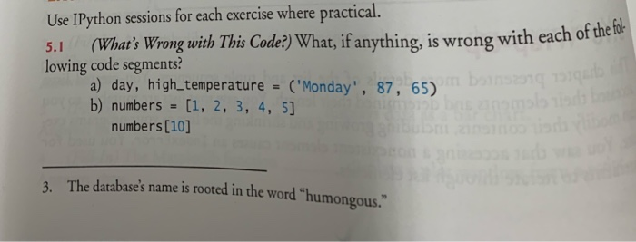 Solved 5.1 Use IPython sessions for each exercise where | Chegg.com