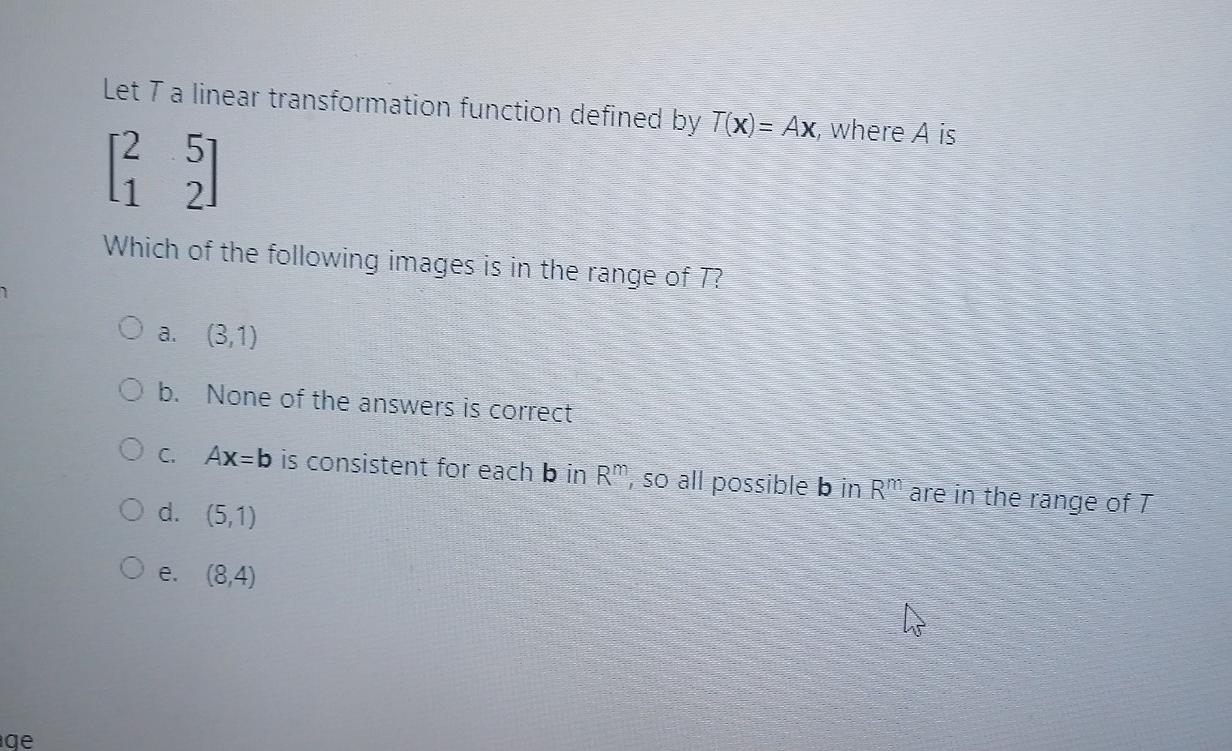 Solved Let Ta linear transformation function defined by T(x) | Chegg.com