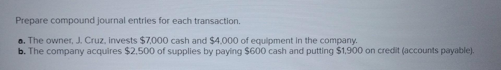 Solved Prepare compound journal entries for each | Chegg.com