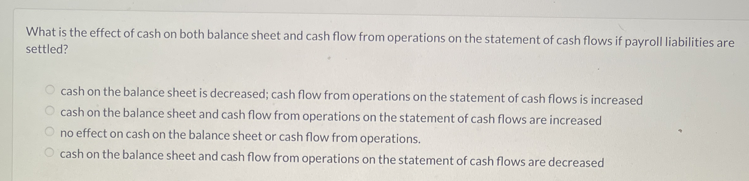 High Quality SOLUTION What is the effect of cash on both balance sheet ...