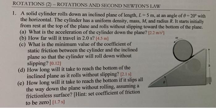 Solved ROTATIONS (2) - ROTATIONS AND SECOND NEWTON'S LAW 1. | Chegg.com