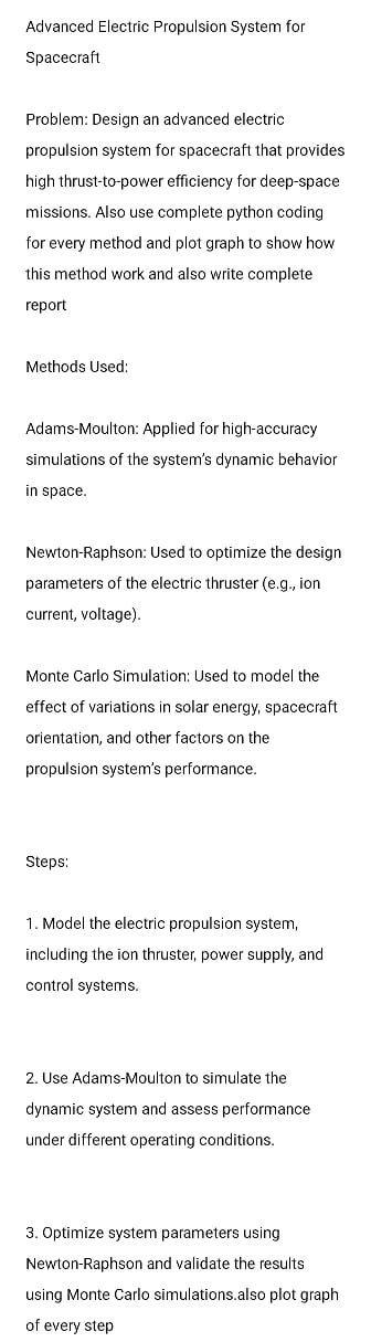 Solved Advanced Electric Propulsion System for | Chegg.com
