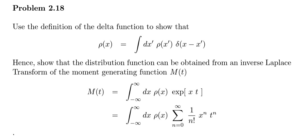 Solved Problem 2.18Use the definition of the delta function | Chegg.com