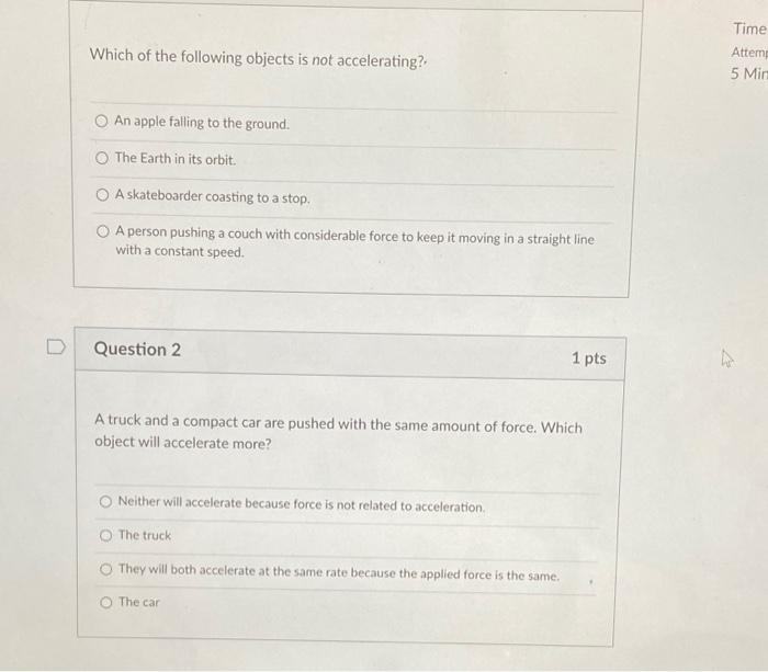 Solved Which of the following objects is not accelerating? | Chegg.com