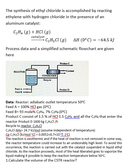 Solved The synthesis of ethyl chloride is accomplished by | Chegg.com