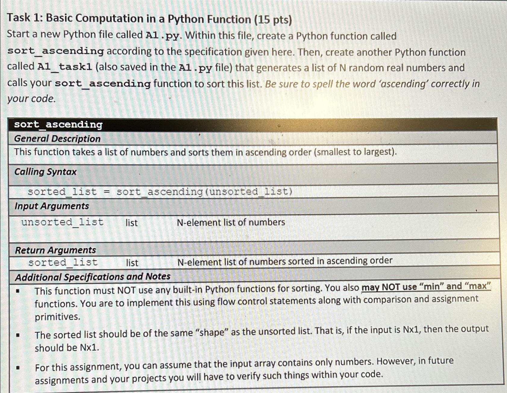 Solved Task 1 Basic Computation In A Python Function 15 0233
