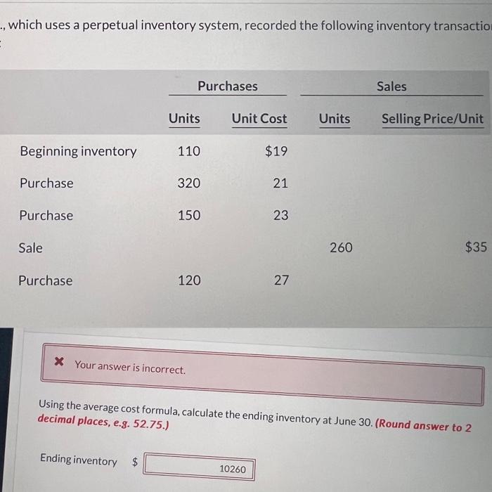 Solved , which uses a perpetual inventory system, recorded | Chegg.com