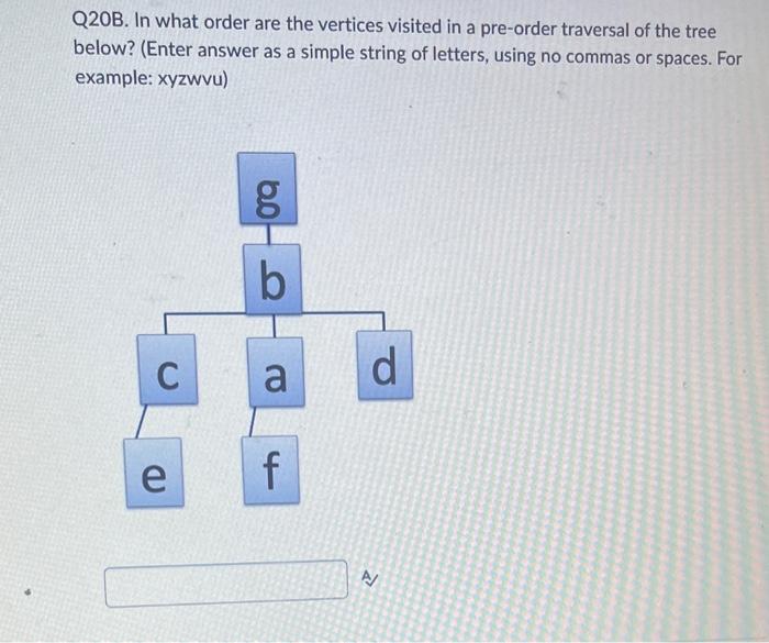 Solved Q20 B. In what order are the vertices visited in a | Chegg.com