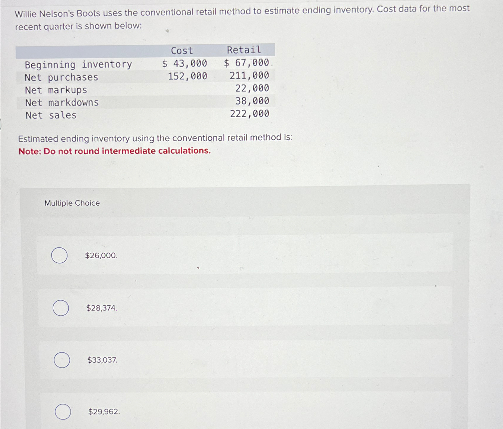 Solved Willie Nelson's Boots uses the conventional retail | Chegg.com