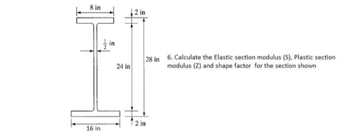 Solved 8 in in 28 in 6. Calculate the Elastic section | Chegg.com