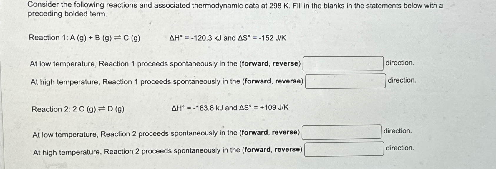 Solved Consider the following reactions and associated | Chegg.com