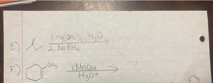 Solved 8.) 1. Hg (OAC)2 H₂O 2. Na BH4 -CH3 KMnO4 H3O+ | Chegg.com