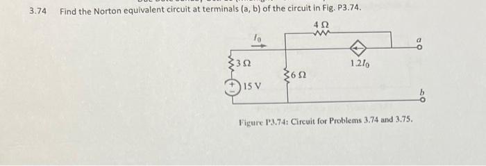 Solved 3.74 Find the Norton equivalent circuit at terminals | Chegg.com