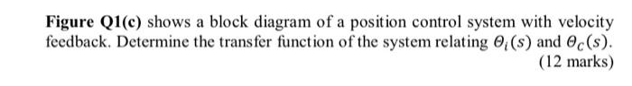 Solved Figure Q1(c) shows a block diagram of a position | Chegg.com