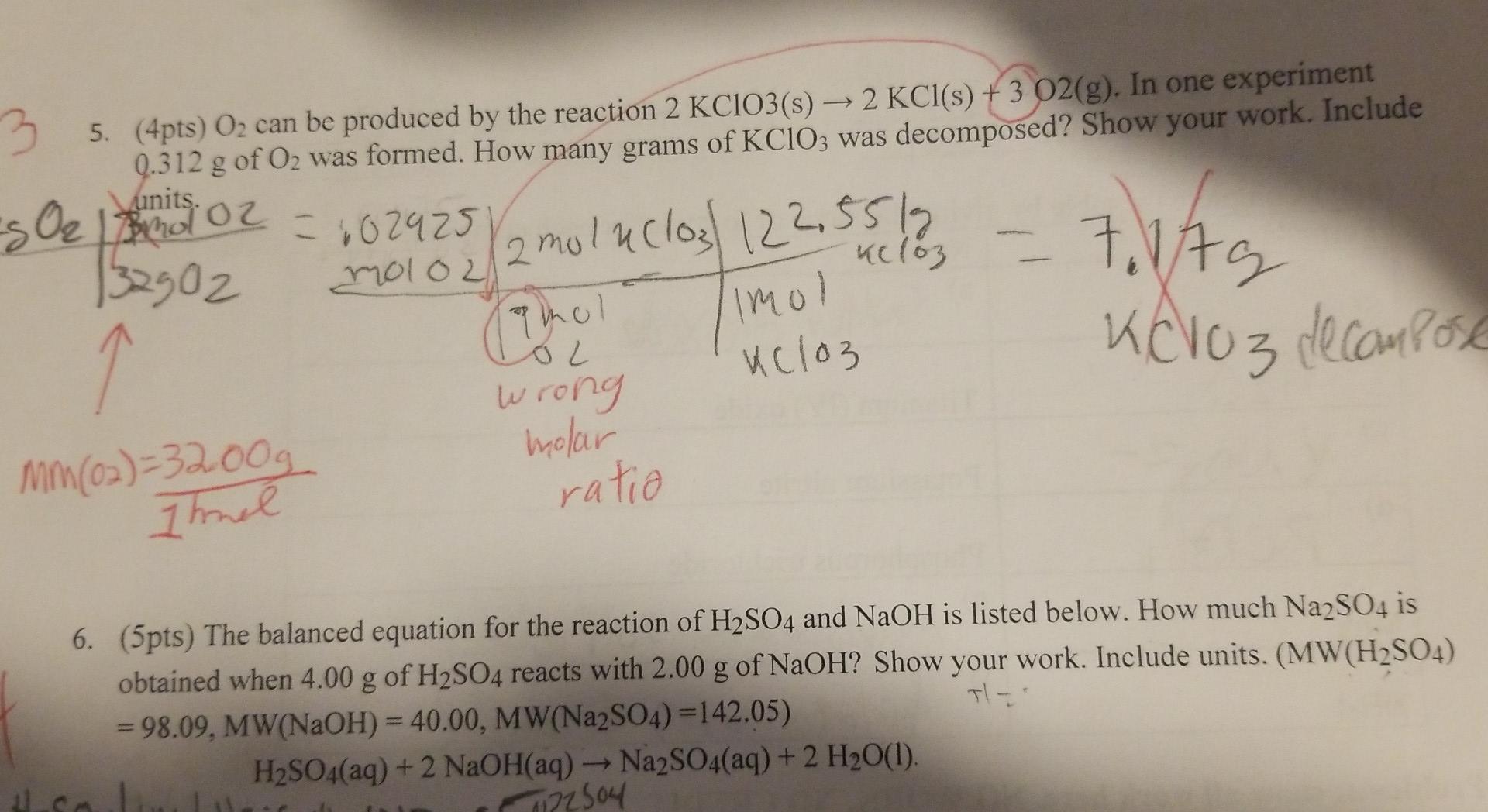 Solved 5. (4pts) O2 can be produced by the reaction 2KClO3( | Chegg.com