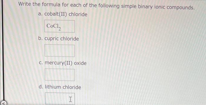 Solved Write the formula for each of the following simple | Chegg.com