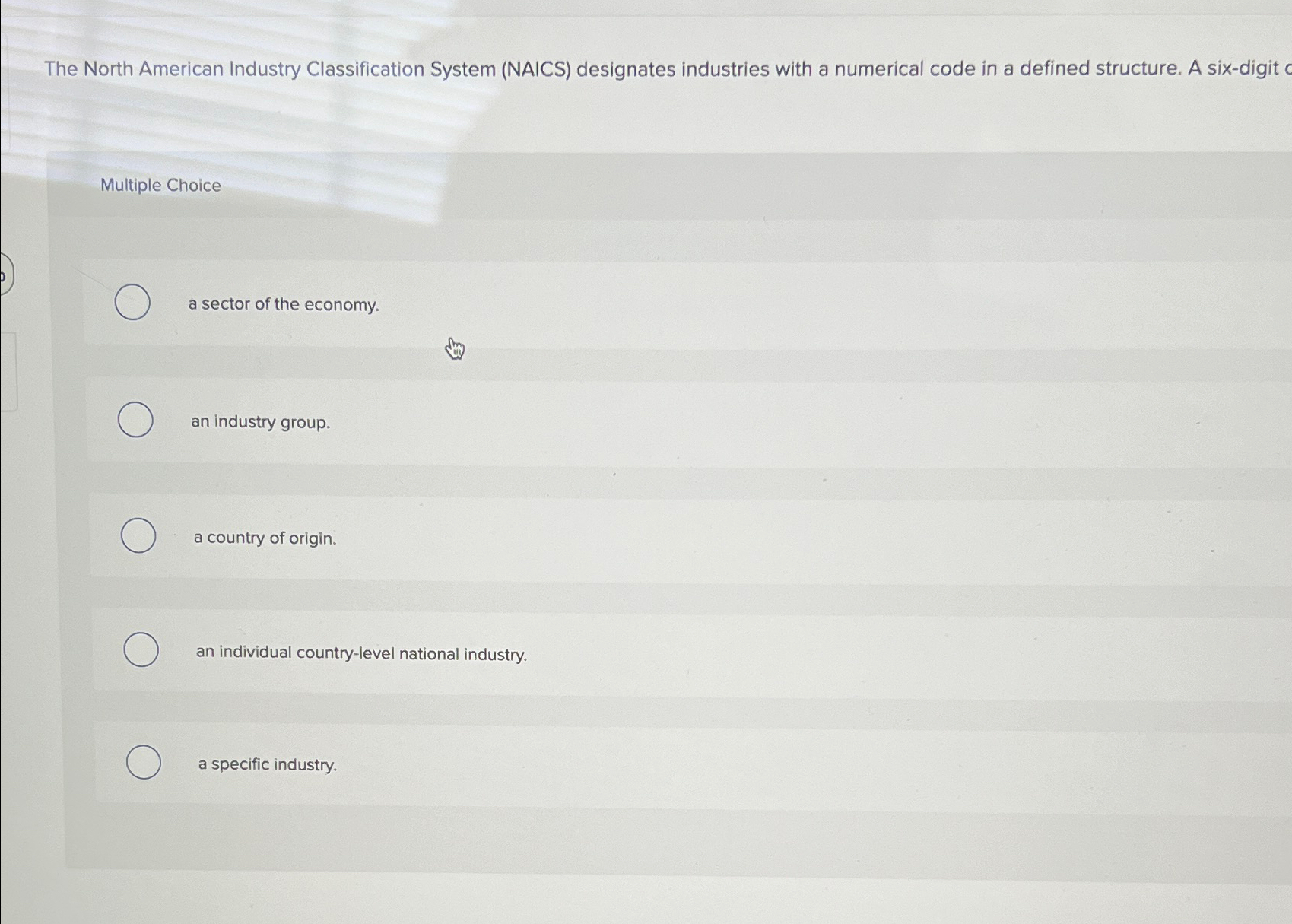 Solved The North American Industry Classification System | Chegg.com