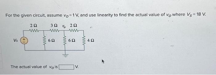 Solved For the given circuit, assume vo = 1 V, and use | Chegg.com