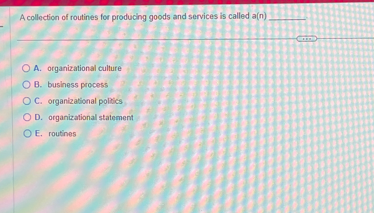 Solved A collection of routines for producing goods and | Chegg.com