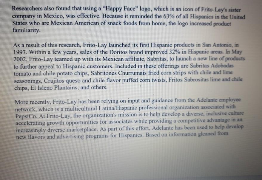 Frito-Lay Frito Company was founded in 1932 in San | Chegg.com