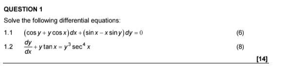 Solved QUESTION 1Solve the following differential | Chegg.com