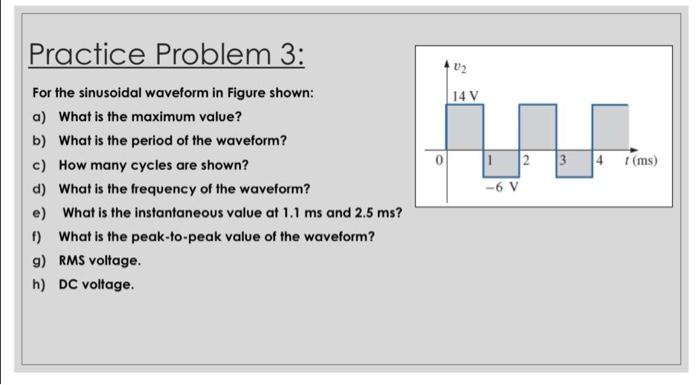 Solved Practice Problem 3: For the sinusoidal waveform in | Chegg.com