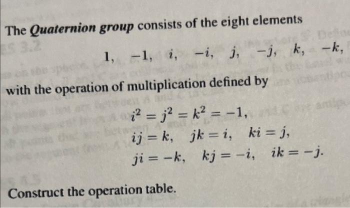 Solved The Quaternion group consists of the eight elements | Chegg.com
