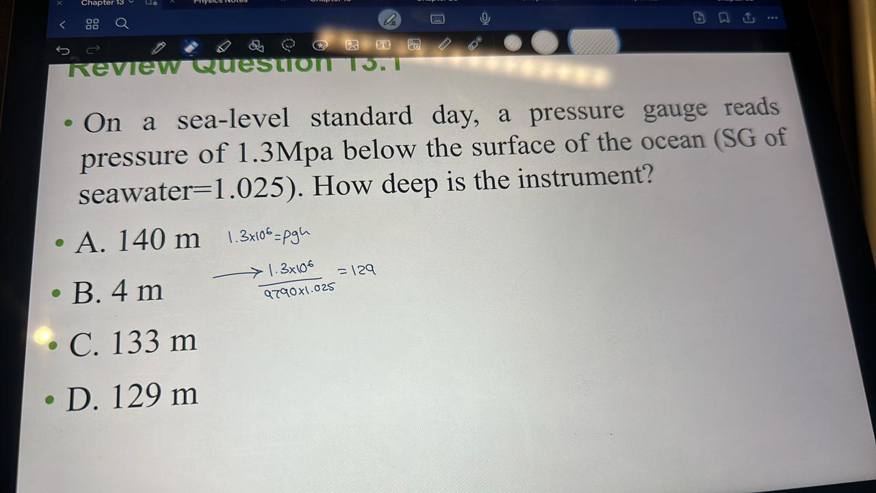Solved On a sea-level standard day, a pressure gauge | Chegg.com