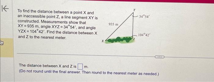 Solved To find the distance between a point X and an | Chegg.com