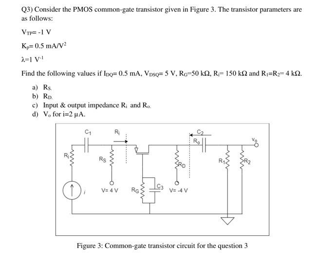 Solved (3) Consider the PMOS common-gate transistor given in | Chegg.com