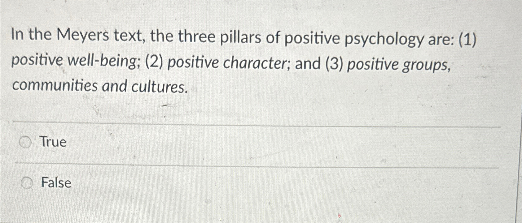 Solved In the Meyers text, the three pillars of positive | Chegg.com
